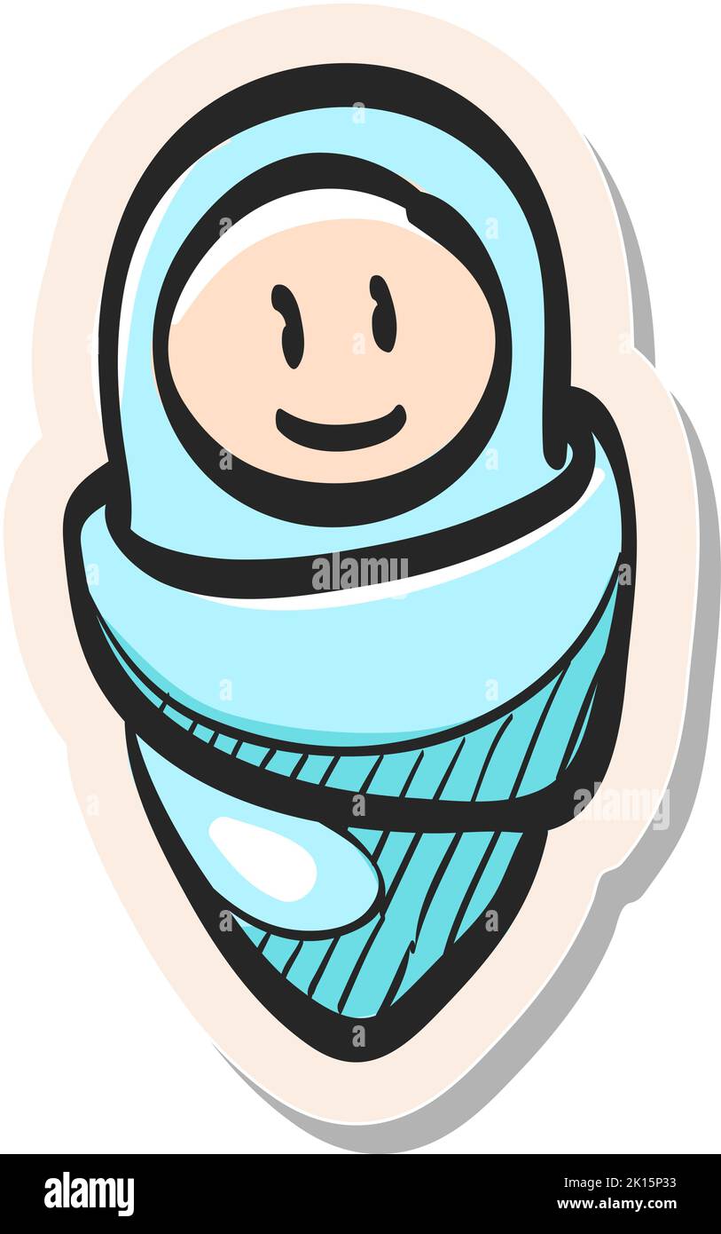 Hand drawn Newborn baby icon in sticker style vector illustration Stock ...
