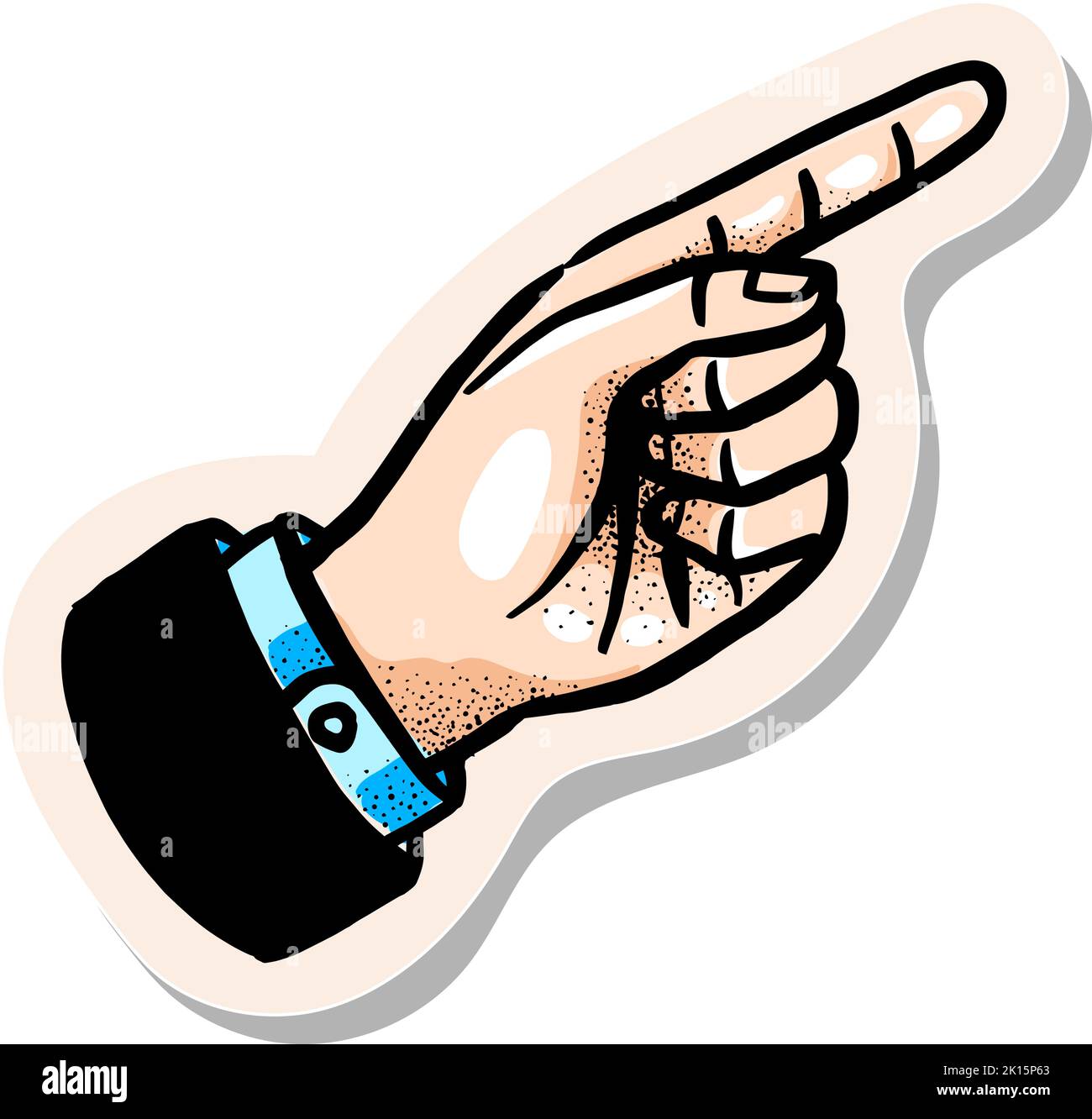Hand drawn pointing hand in sticker style vector illustration Stock ...
