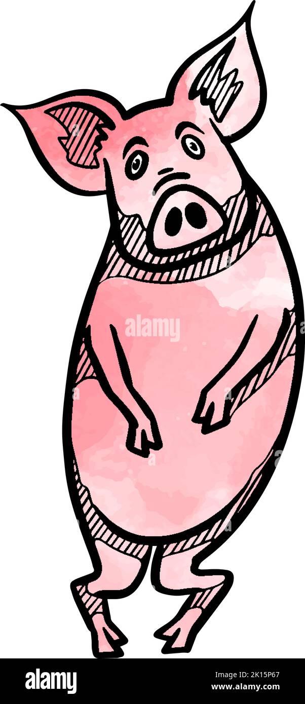 How To Draw A Pig Standing Up On Two Legs