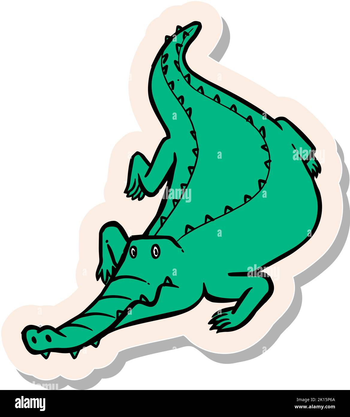 Hand drawn alligator in sticker style vector illustration Stock Vector ...