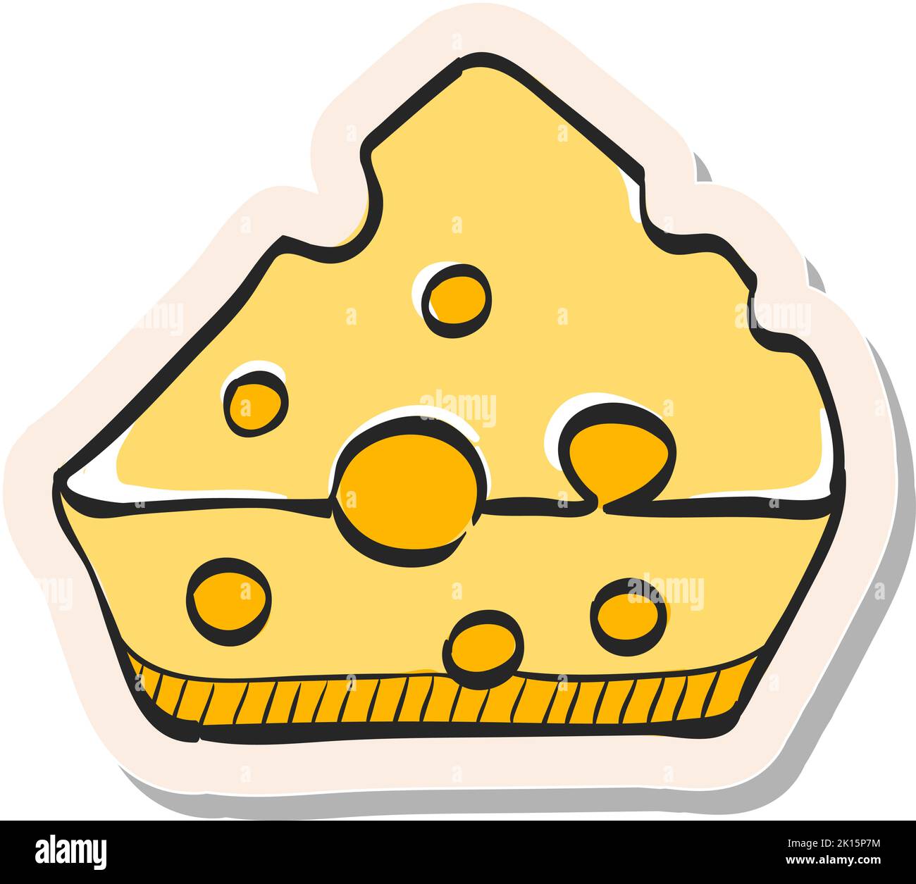 Hand drawn Cheese icon in sticker style vector illustration Stock ...
