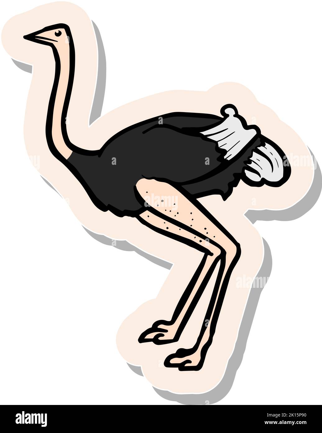 Hand drawn ostrich in sticker style vector illustration Stock Vector ...
