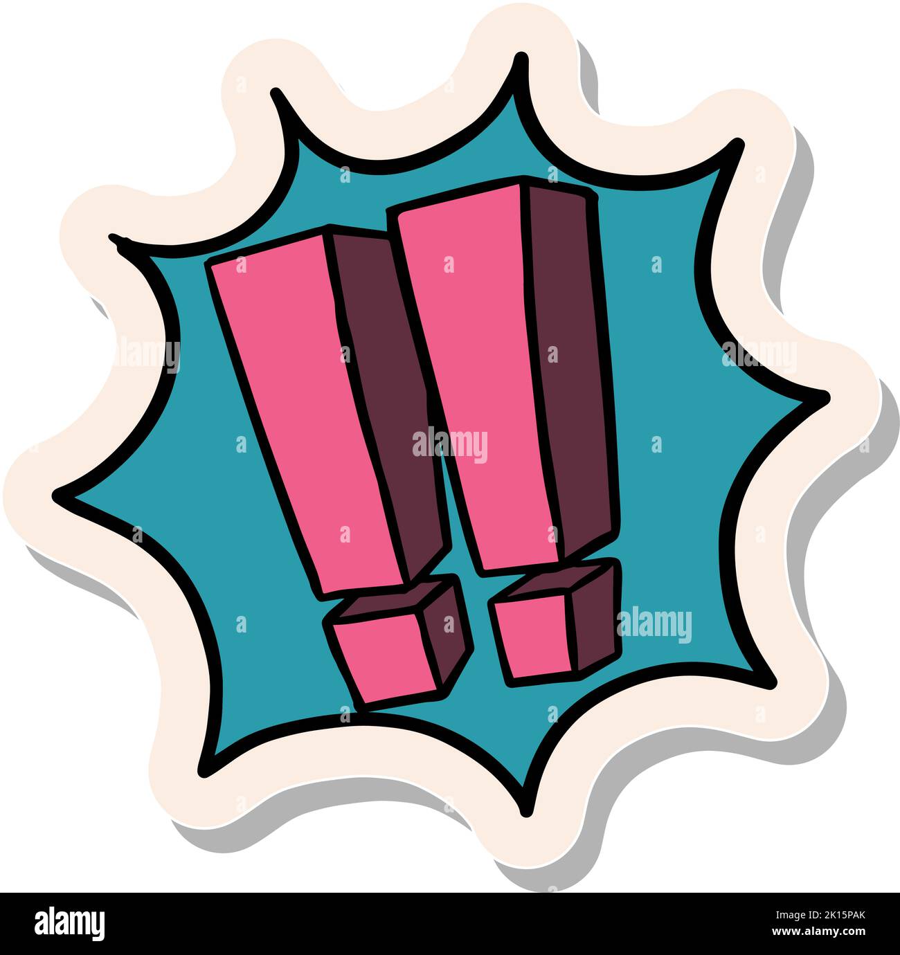 Hand drawn exclamation mark in sticker style vector illustration Stock ...