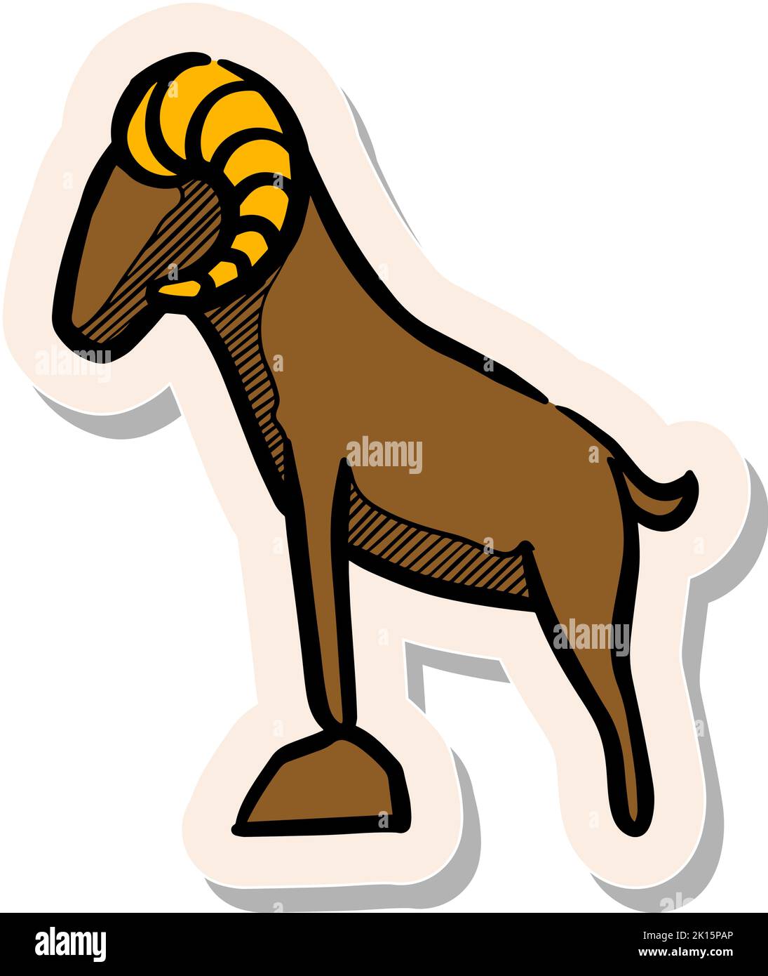 Hand drawn standing goat in sticker style vector illustration Stock ...