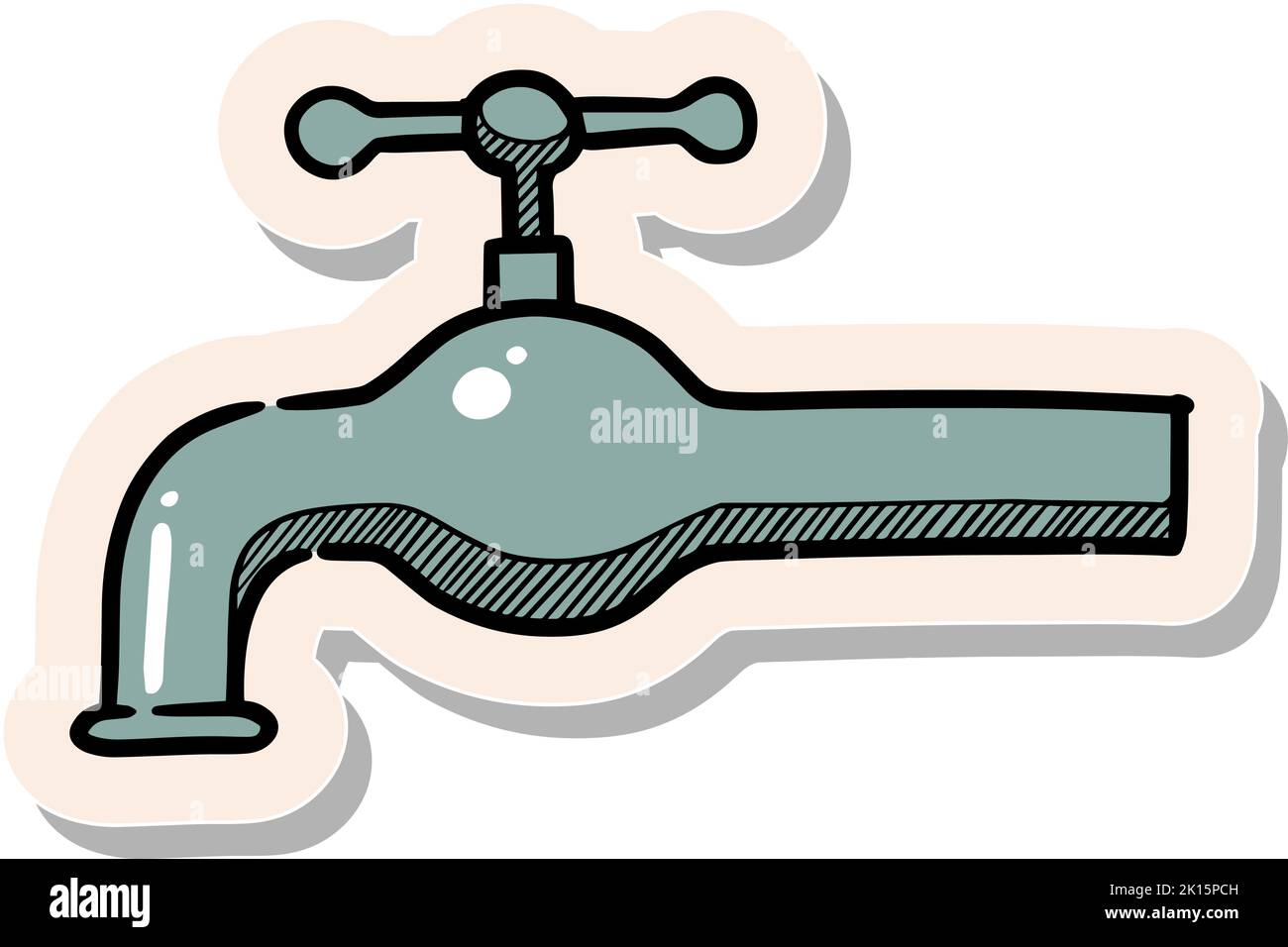 Hand drawn water faucet in sticker style vector illustration Stock ...