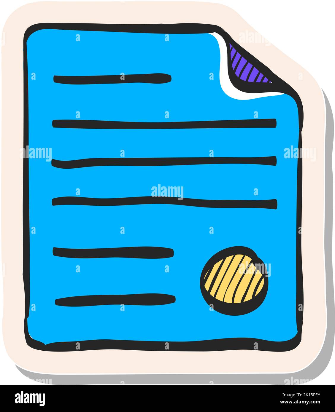 Hand drawn Contract document icon in sticker style vector illustration ...