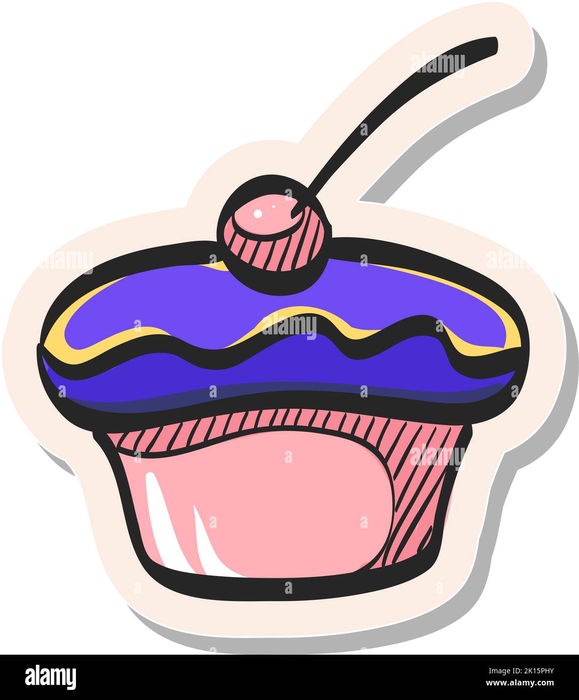 Hand drawn Cake icon in sticker style vector illustration Stock Vector ...