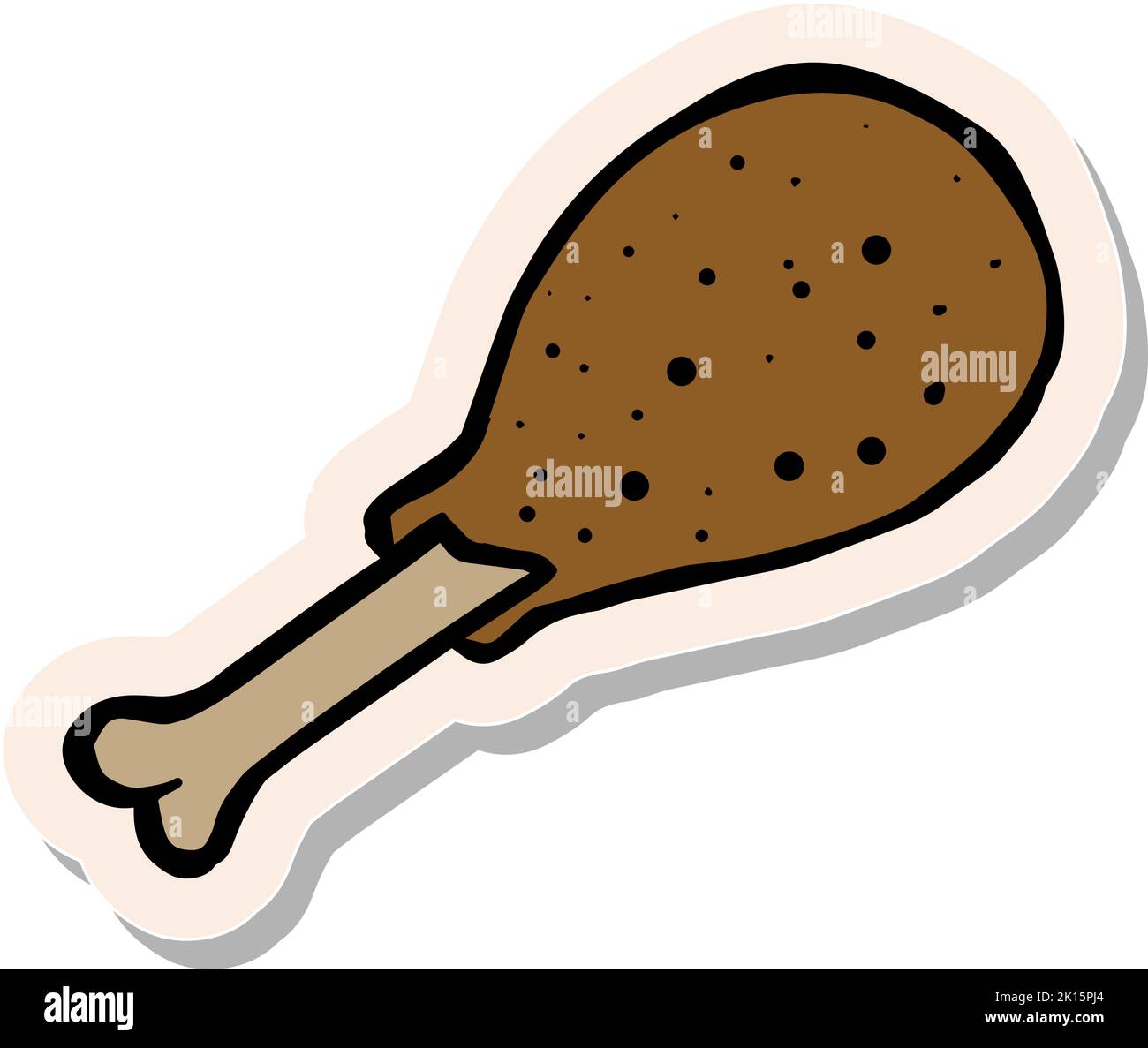 Hand drawn chicken drum stick in sticker style vector illustration ...
