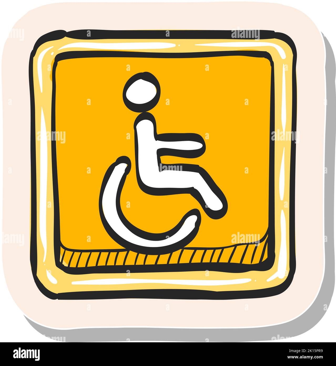 Hand drawn Disabled access icon in sticker style vector illustration ...