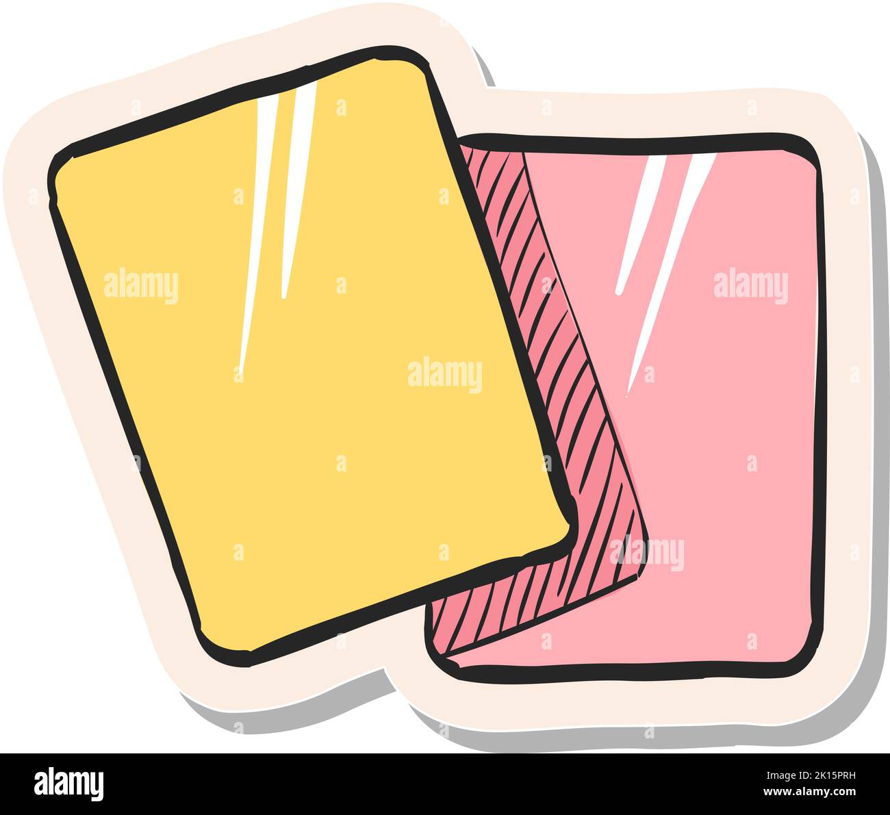 Hand drawn Soccer red and yellow cards icon in sticker style vector ...