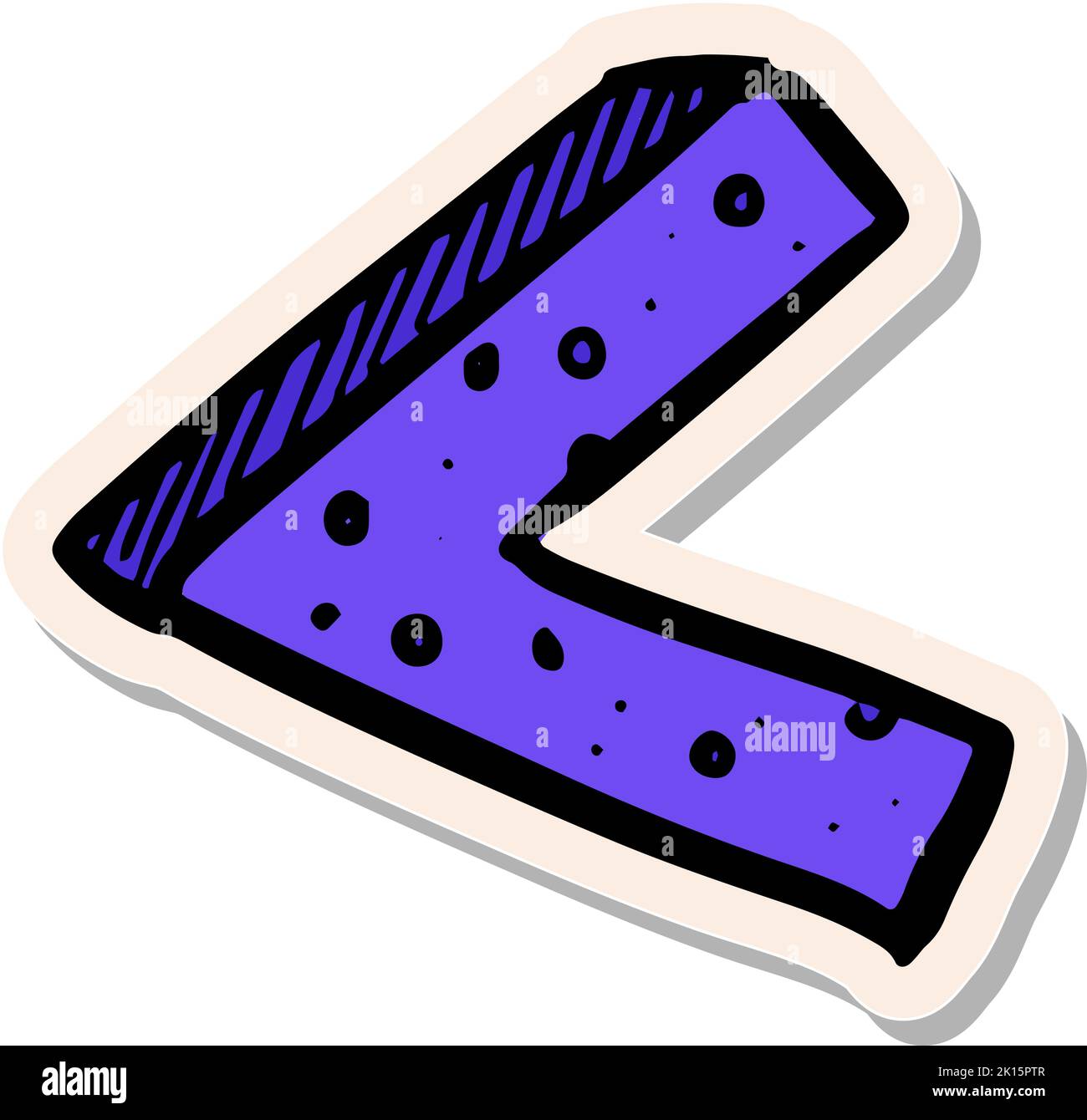 Hand drawn math symbol less than in sticker style vector illustration ...