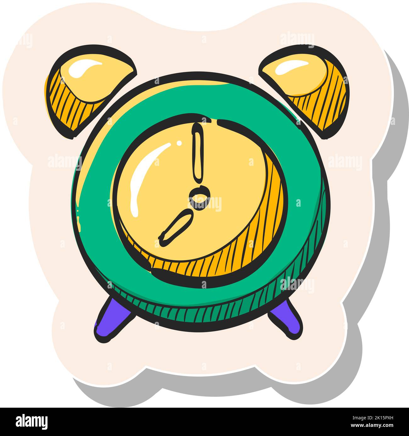 Hand drawn Clock icon in sticker style vector illustration Stock Vector ...