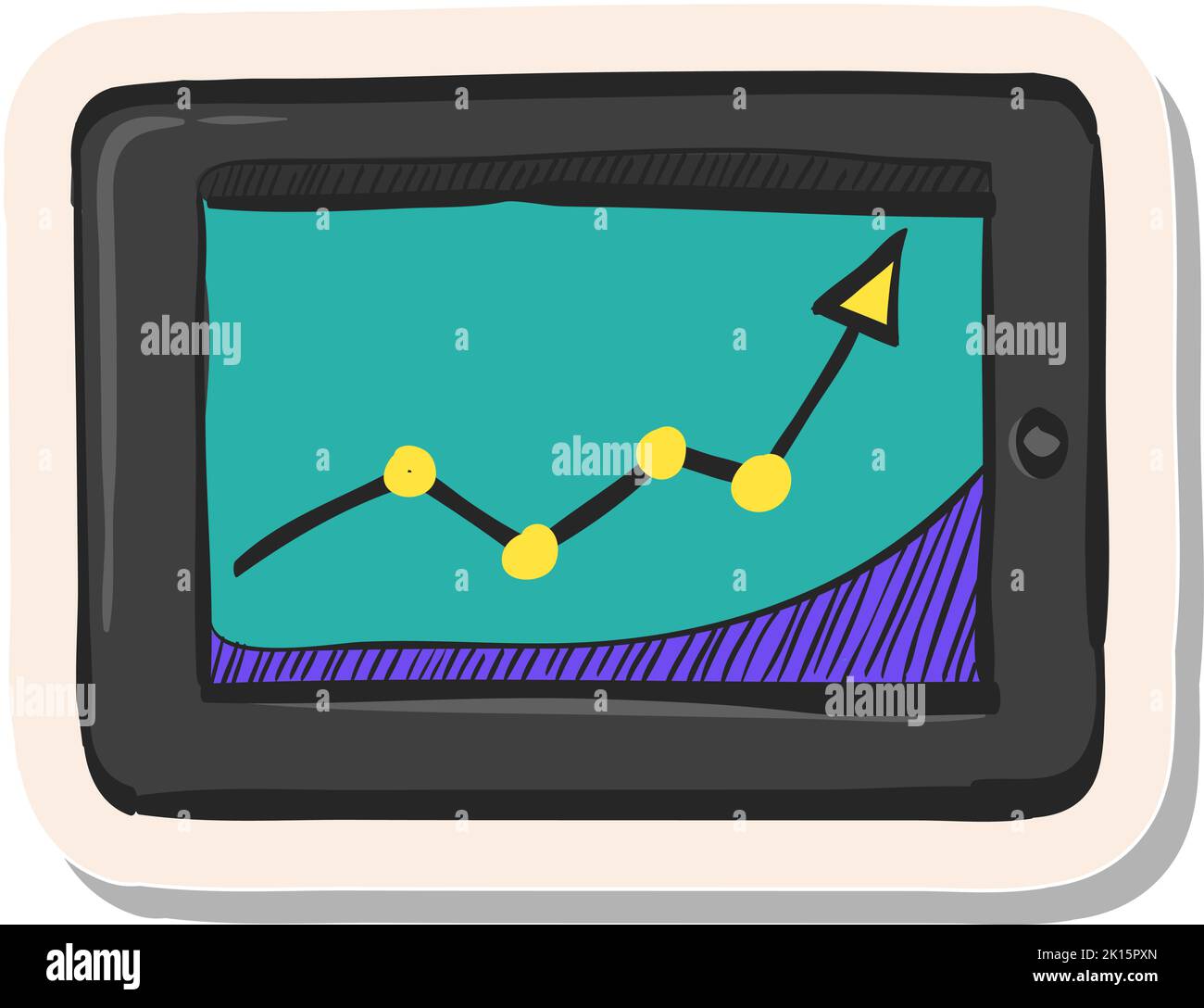 Hand drawn Arrow chart icon in sticker style vector illustration Stock ...