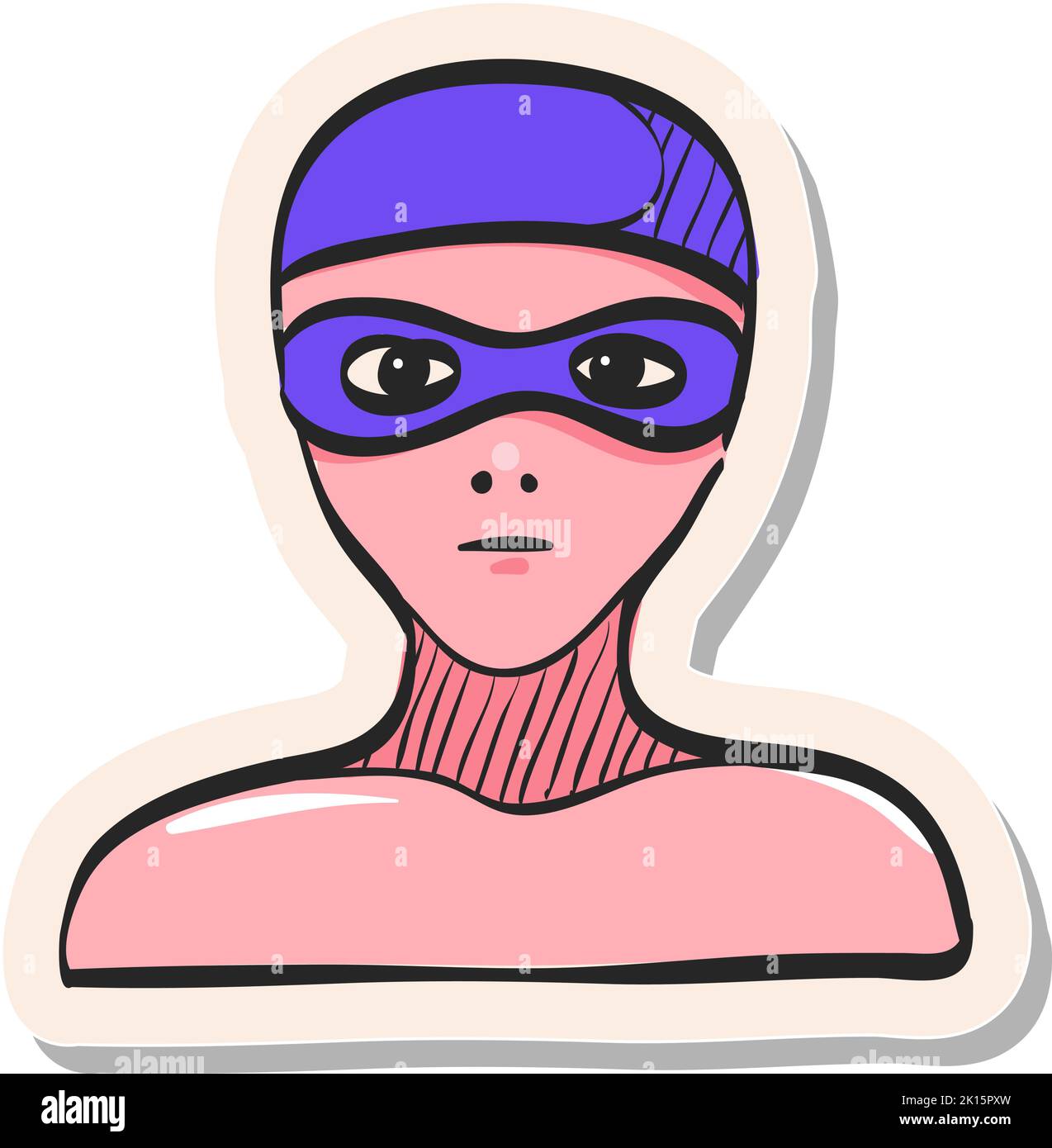 Hand drawn Swimming athlete icon in sticker style vector illustration ...