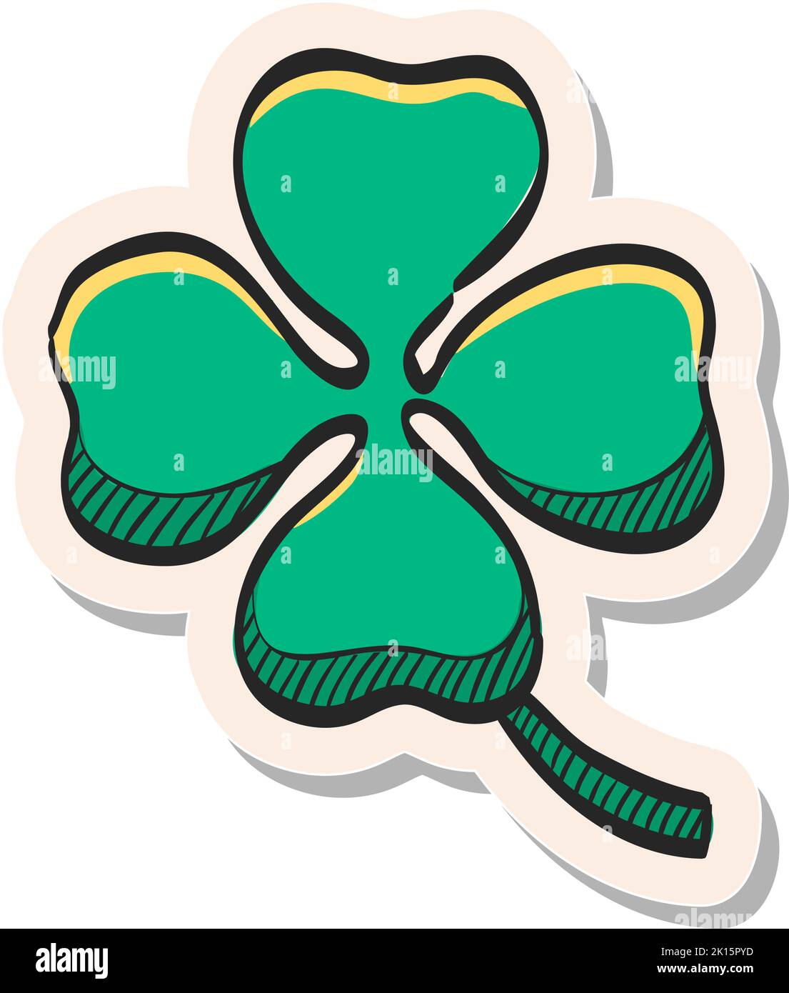 Hand drawn Clover icon in sticker style vector illustration Stock ...