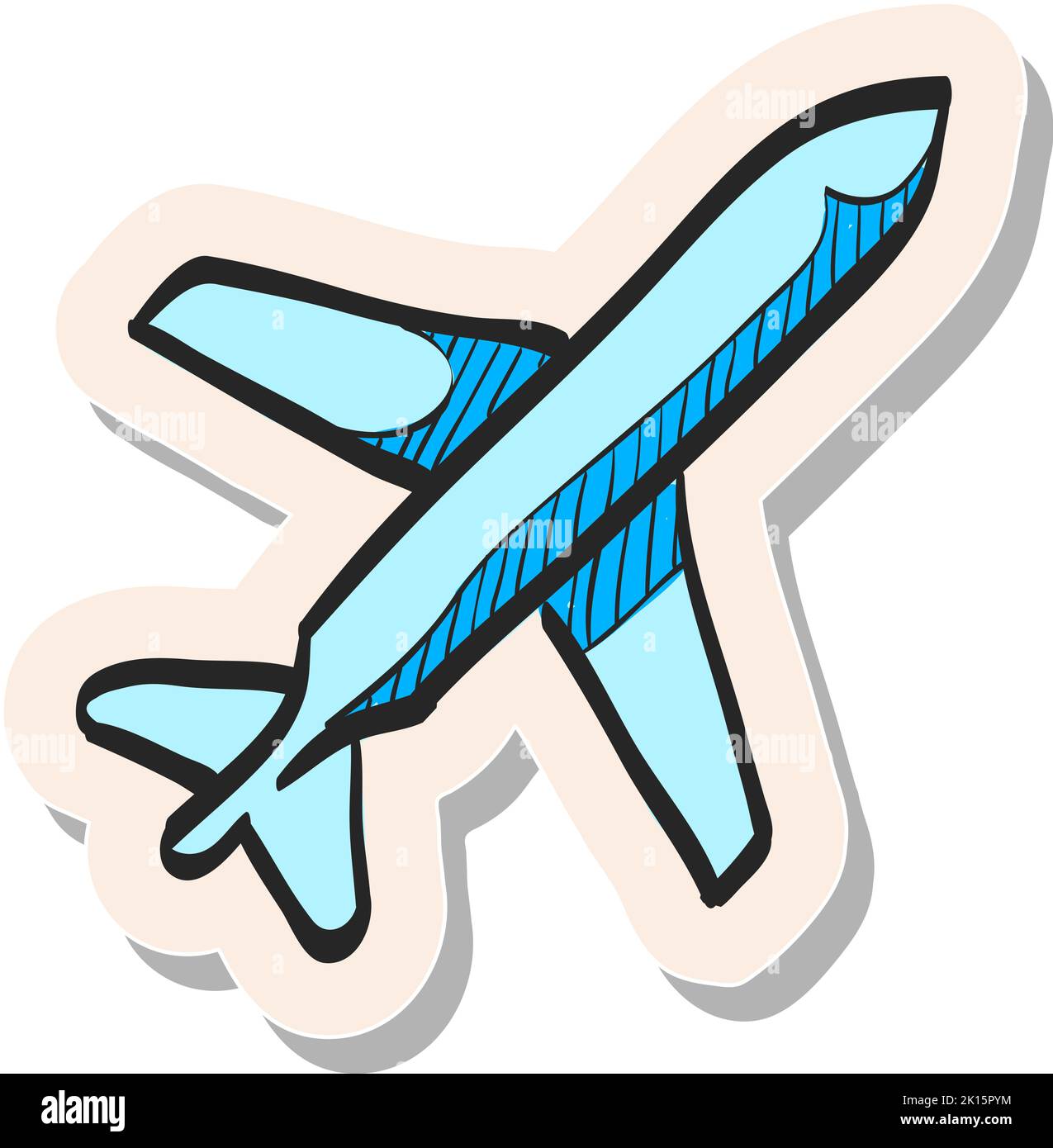 Hand drawn Airplane icon in sticker style vector illustration Stock ...
