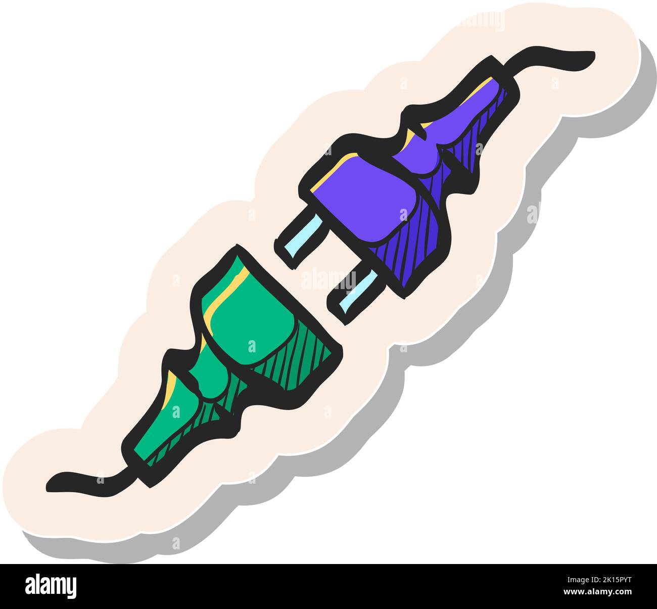 Hand drawn Electric plug icon in sticker style vector illustration ...