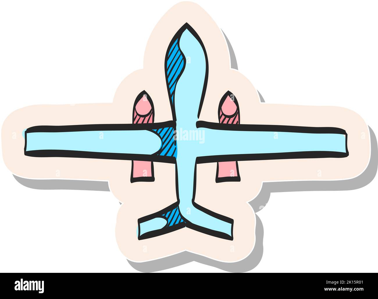 Hand drawn Unmanned aerial vehicle icon in sticker style vector ...