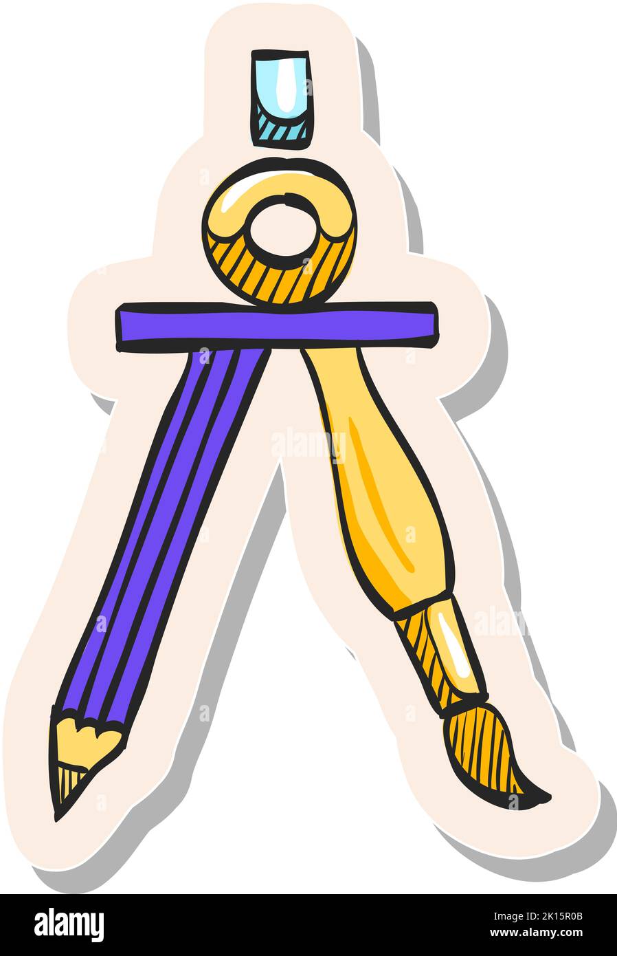 Hand drawn Compass icon in sticker style vector illustration Stock ...