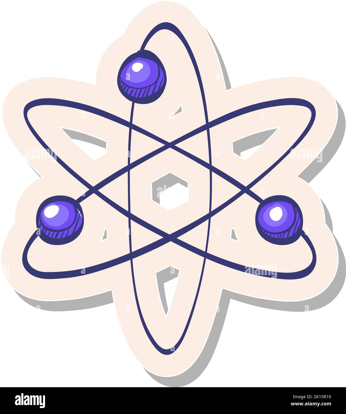 Hand drawn Atom structure icon in sticker style vector illustration ...
