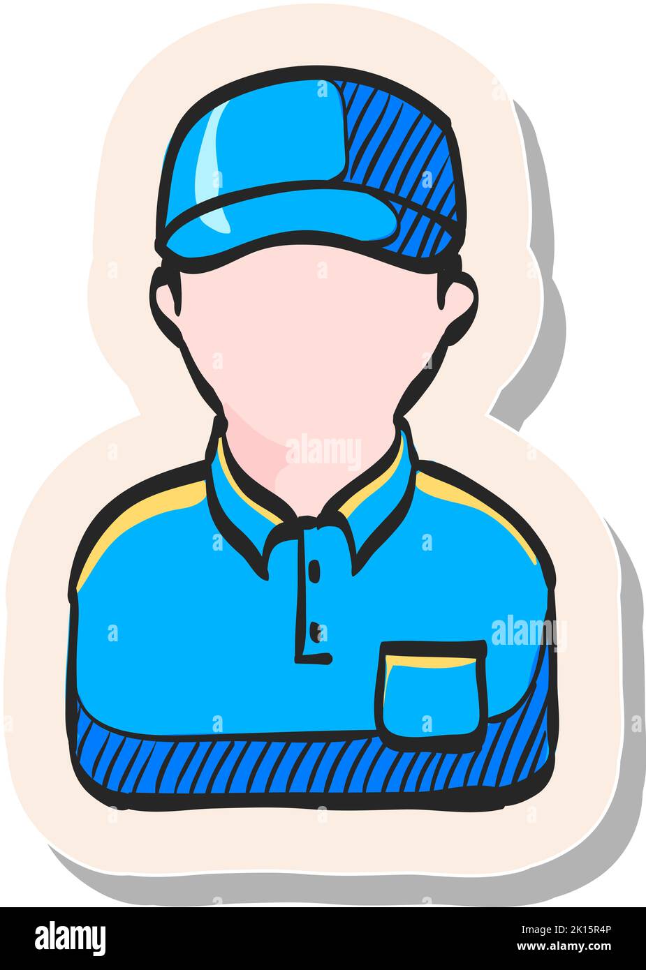 Hand drawn Delivery man icon in sticker style vector illustration Stock ...