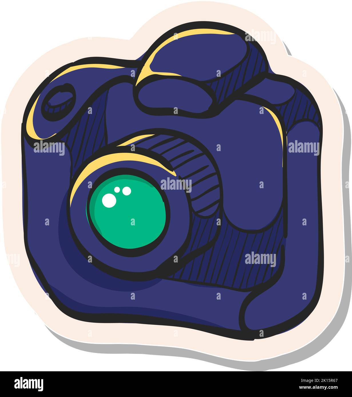 Hand drawn Camera icon in sticker style vector illustration Stock ...