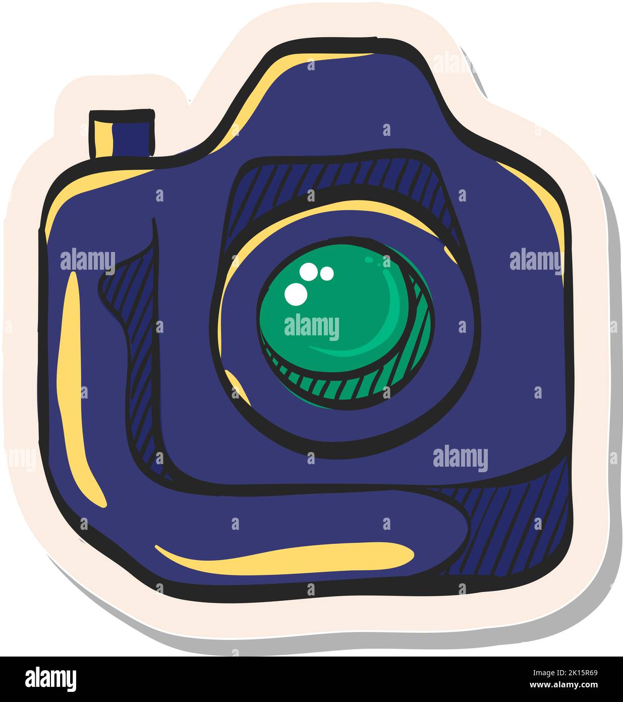 Hand drawn Camera icon in sticker style vector illustration Stock ...