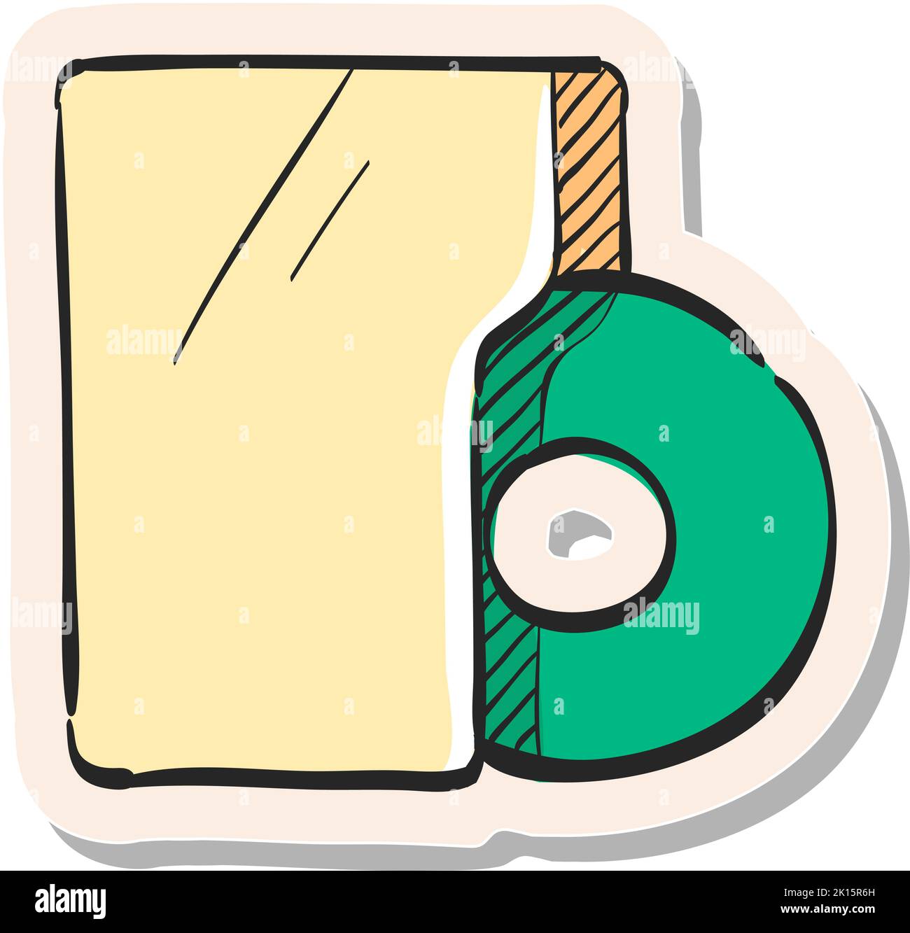 Hand drawn Music album icon in sticker style vector illustration Stock ...