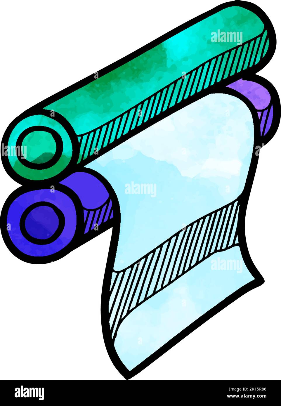 Watercolor style printing roller icon in doodle sketch Stock Vector ...