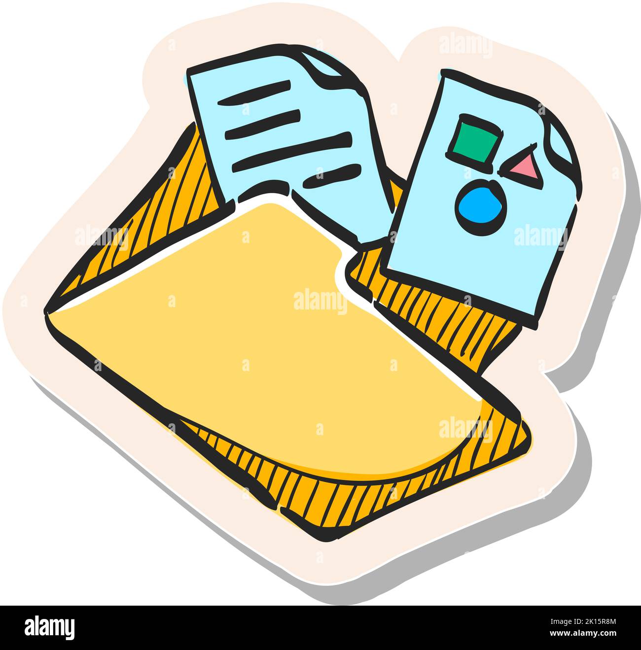 Hand drawn Folder icon in sticker style vector illustration Stock ...
