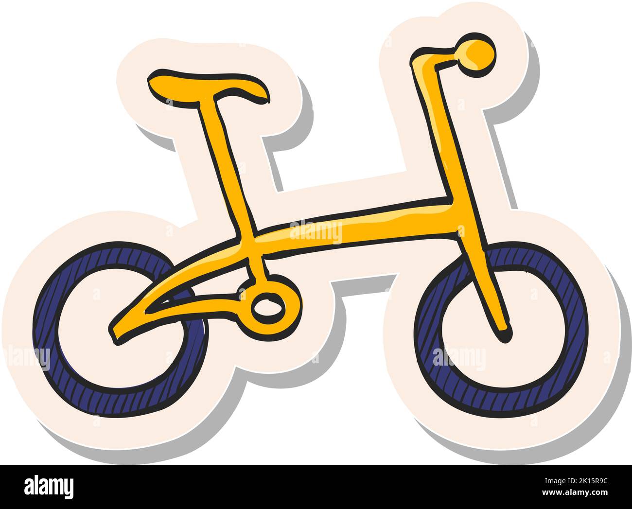 Hand drawn Bicycle icon in sticker style vector illustration Stock ...
