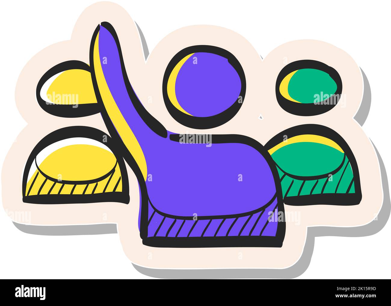 Hand drawn People raise hand icon in sticker style vector illustration ...