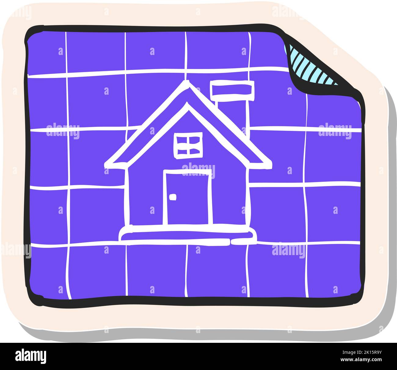 Hand drawn Blueprint icon in sticker style vector illustration Stock ...