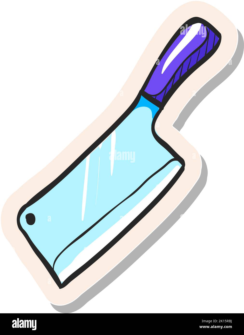 Hand drawn Butcher knife icon in sticker style vector illustration ...
