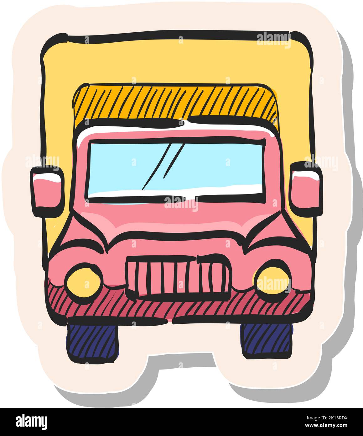 Hand Drawn Truck Icon In Sticker Style Vector Illustration Stock Vector Image And Art Alamy