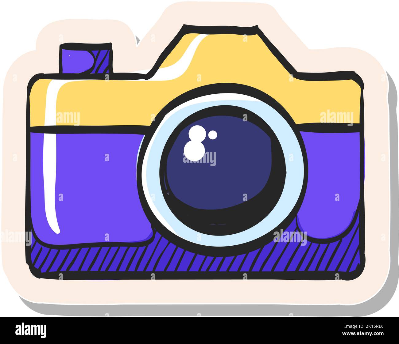 Hand drawn Camera icon in sticker style vector illustration Stock ...
