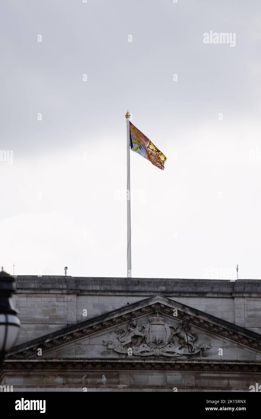 The Royal Standard Flag flying over Buckingham Palace for the new King ...