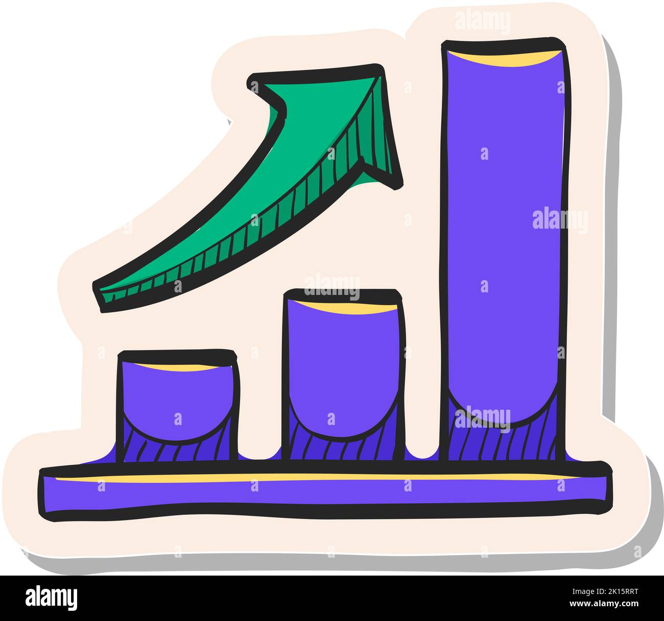 Hand drawn Bar chart icon in sticker style vector illustration Stock ...
