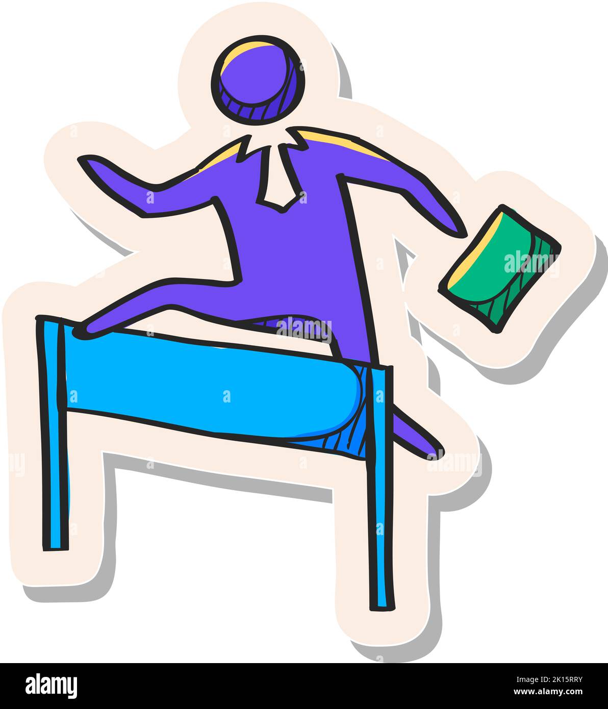 Hand drawn Businessman challenge icon in sticker style vector ...