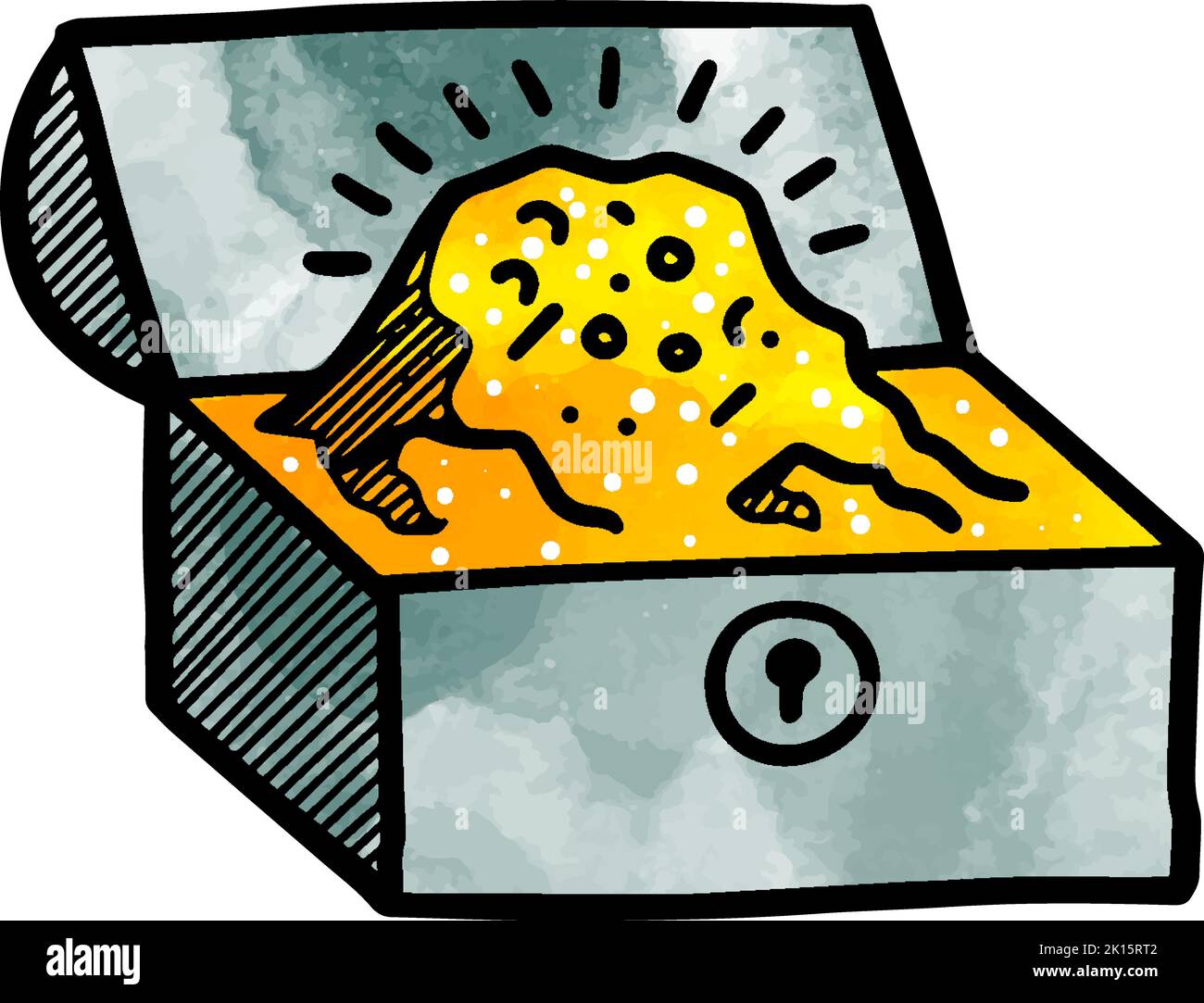 Watercolor style treasure chest icons hand drawn Stock Vector Image ...