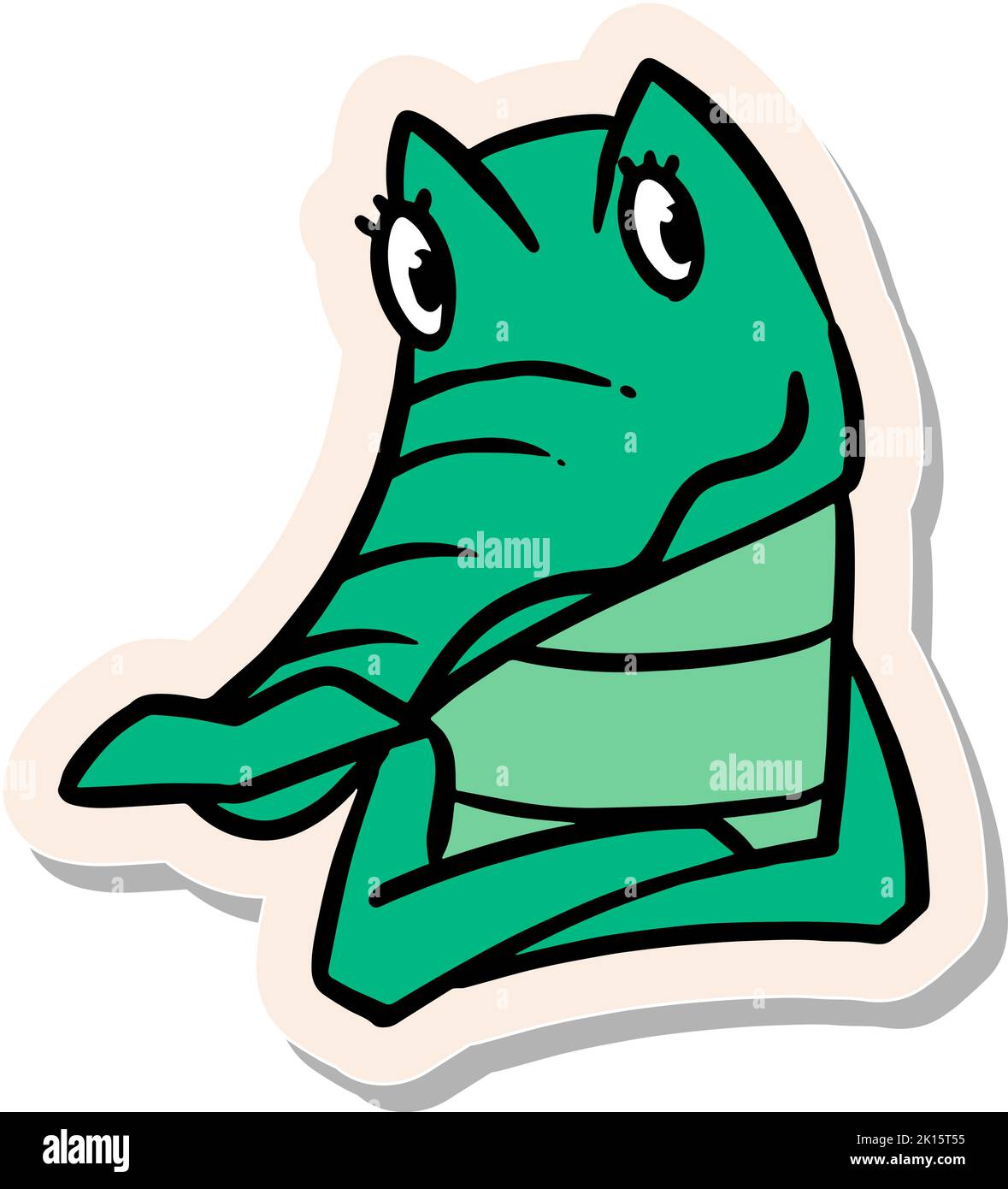 Hand drawn female alligator cartoon character in sticker style vector ...