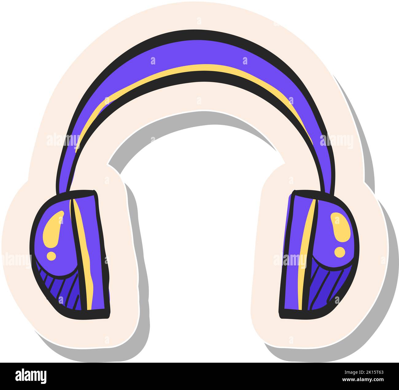 Hand drawn Headset Audio icon in sticker style vector illustration ...