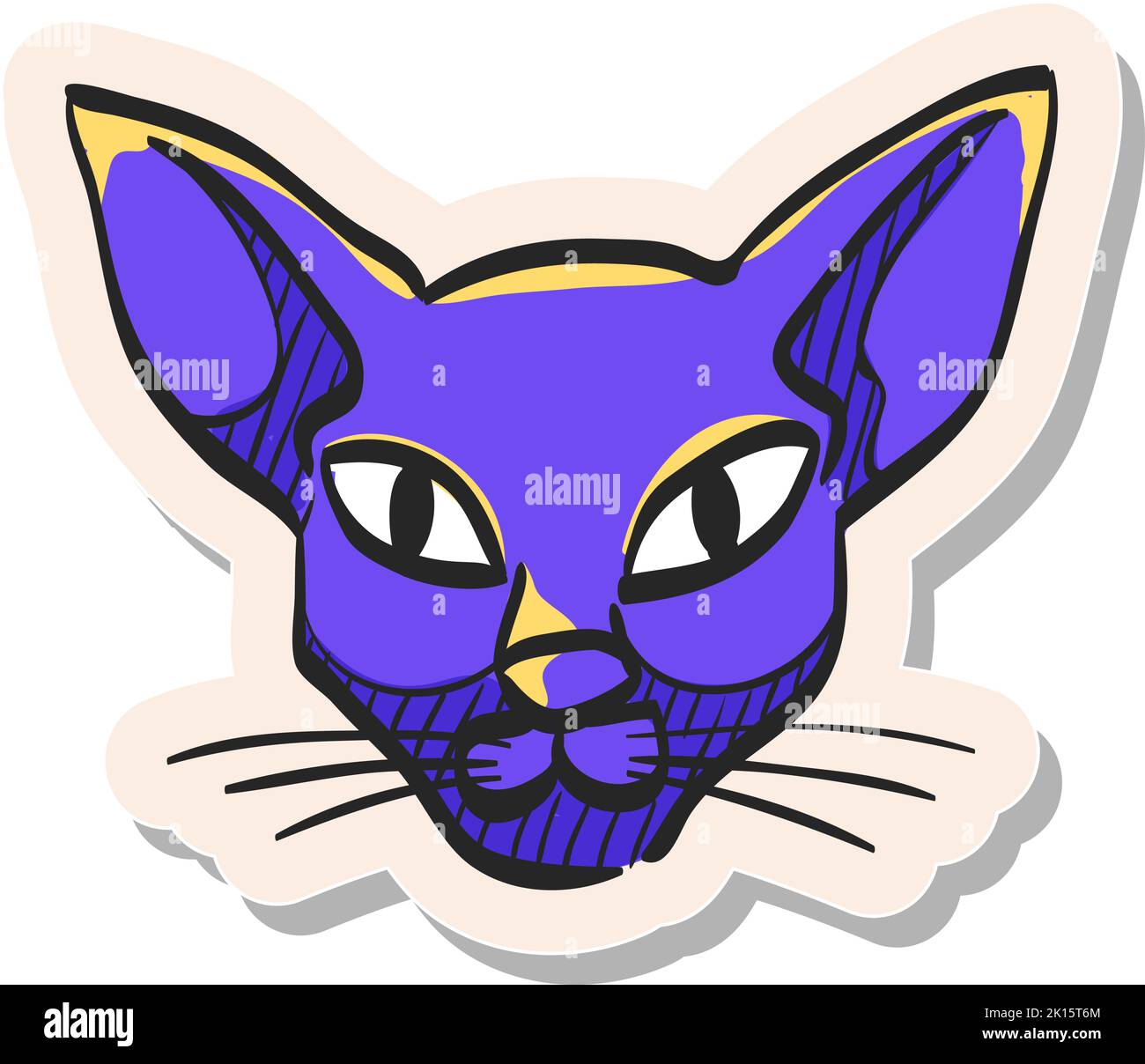 Hand drawn Cat icon in sticker style vector illustration Stock Vector ...