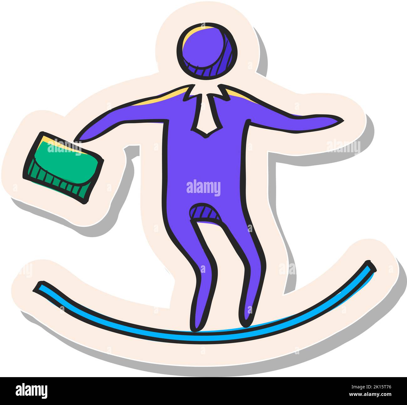 Hand drawn Businessman challenge icon in sticker style vector ...