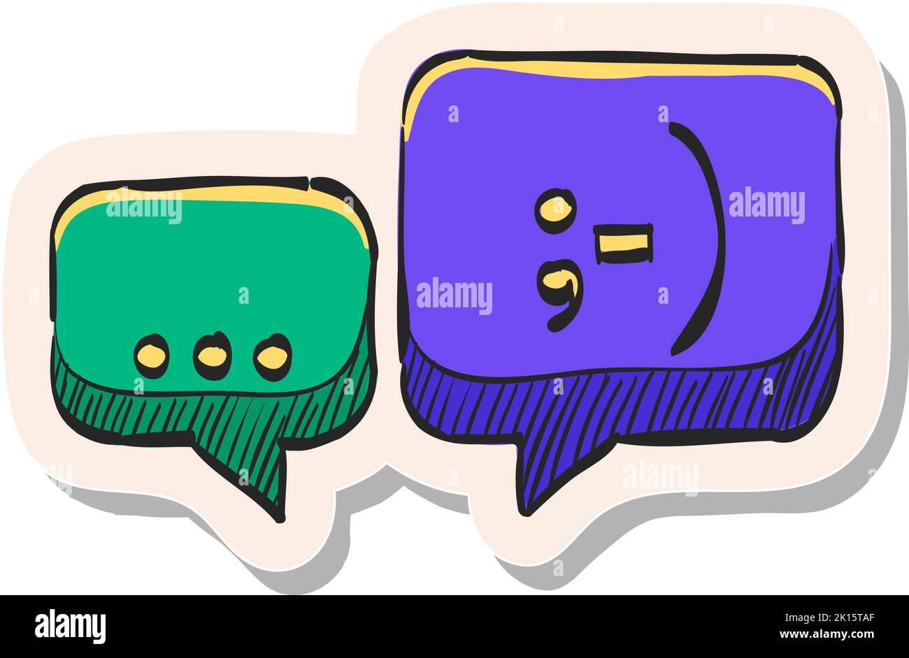 Hand drawn Chatting icon in sticker style vector illustration Stock ...