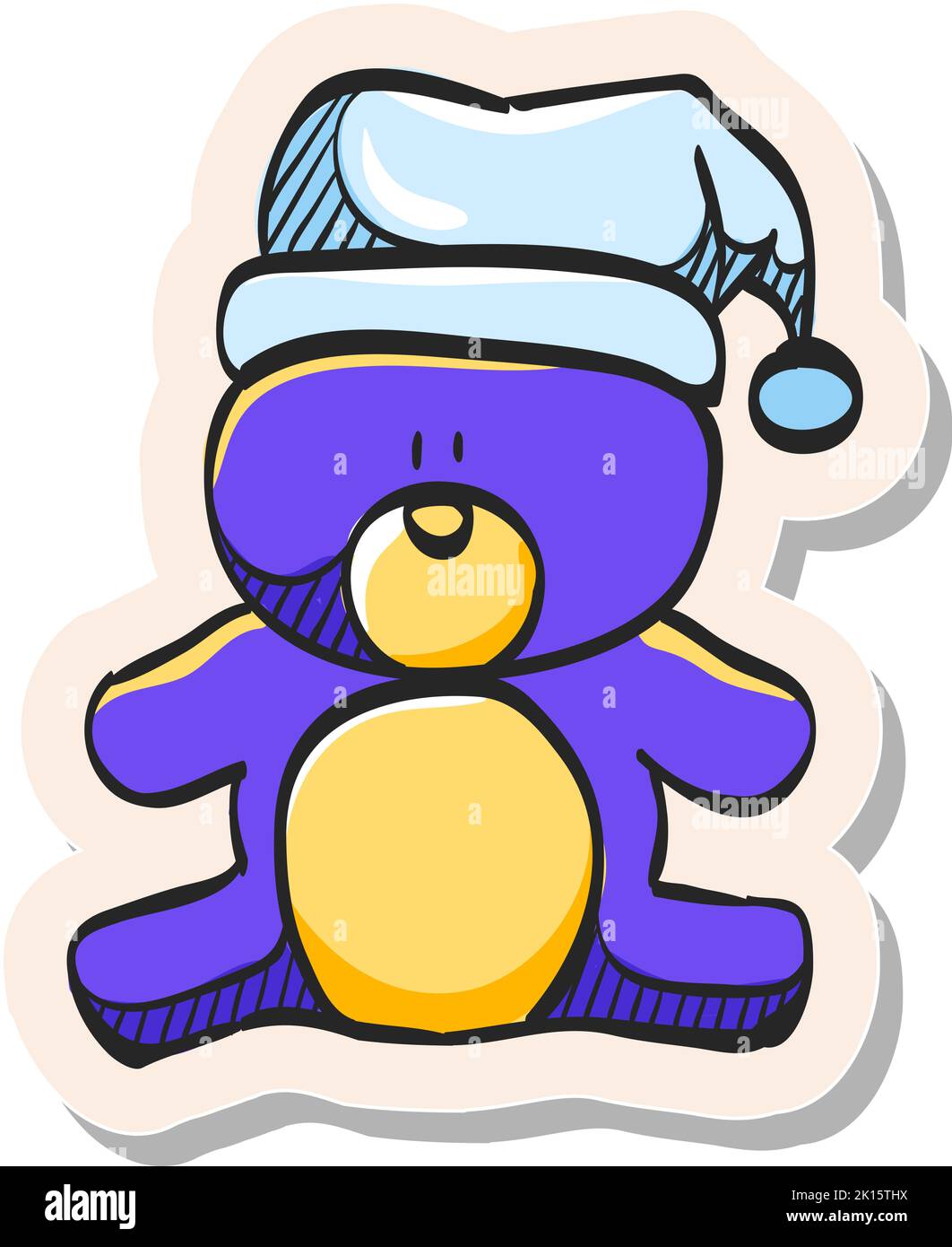 Hand drawn Teddy bear icon in sticker style vector illustration Stock ...