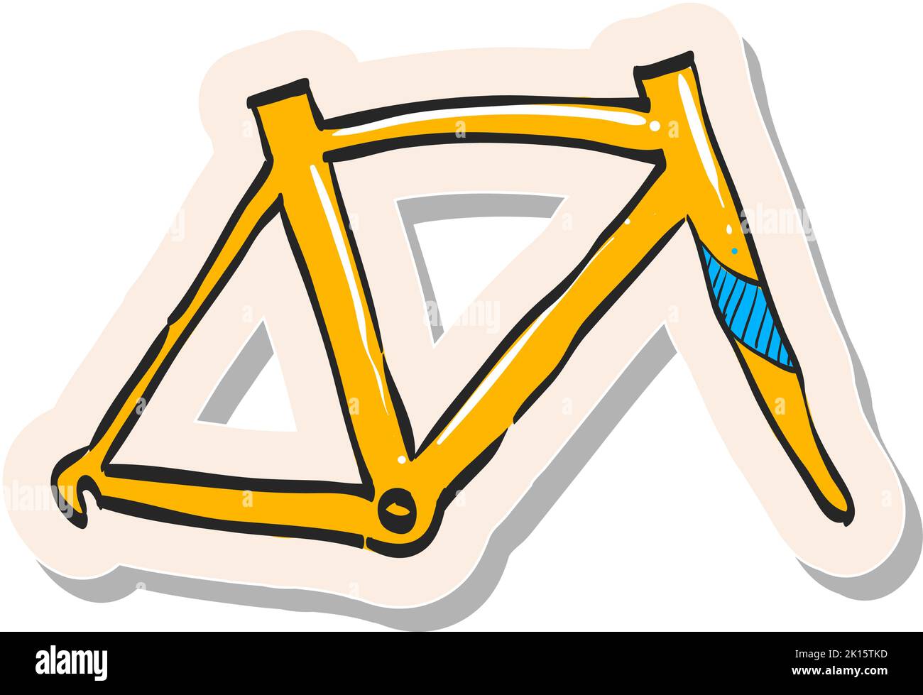 Hand drawn Bicycle frame icon in sticker style vector illustration ...