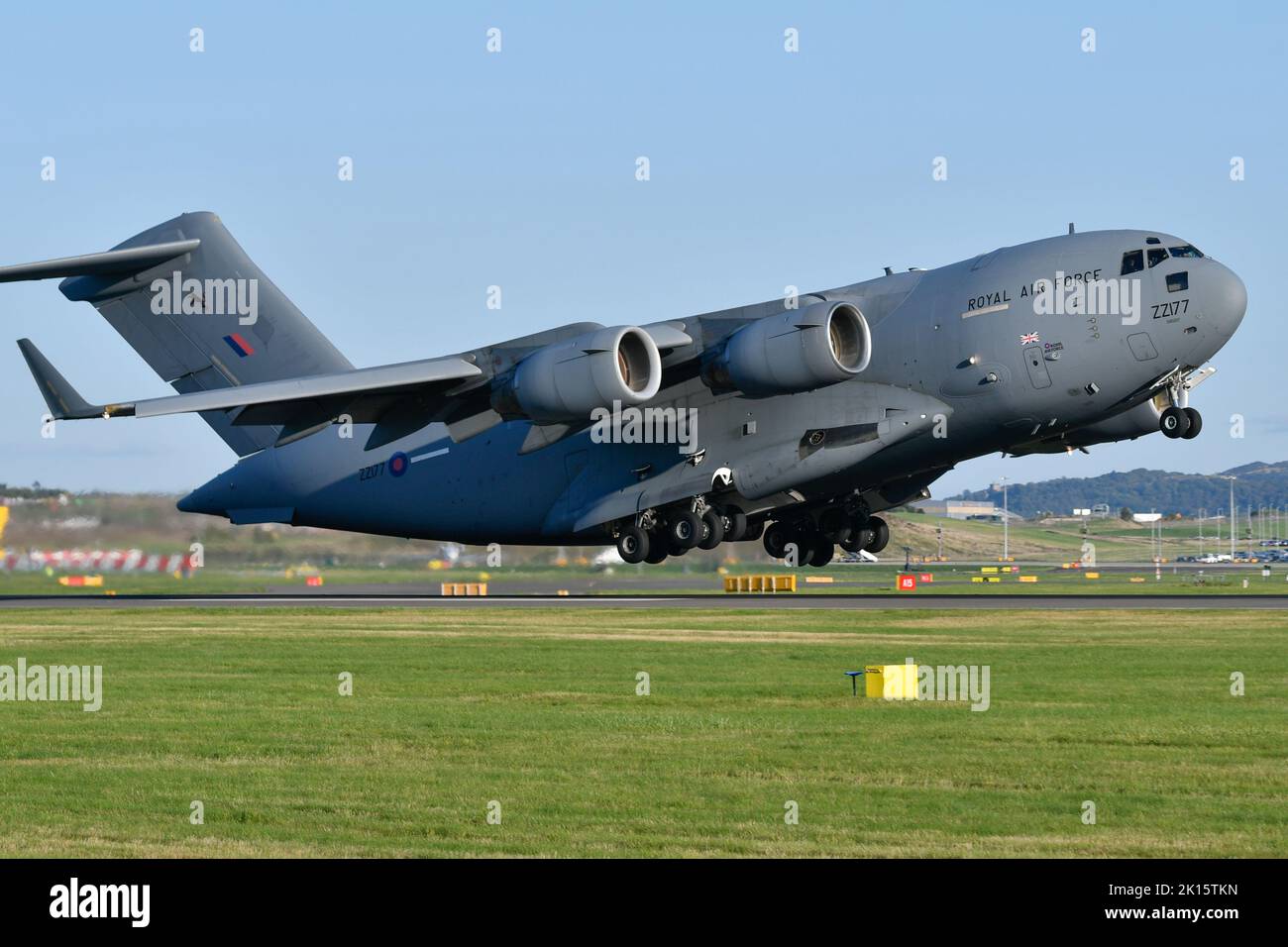 HRH The Queen's Coffin Departs Edinburgh Airport Onboard An RAF C17 ...