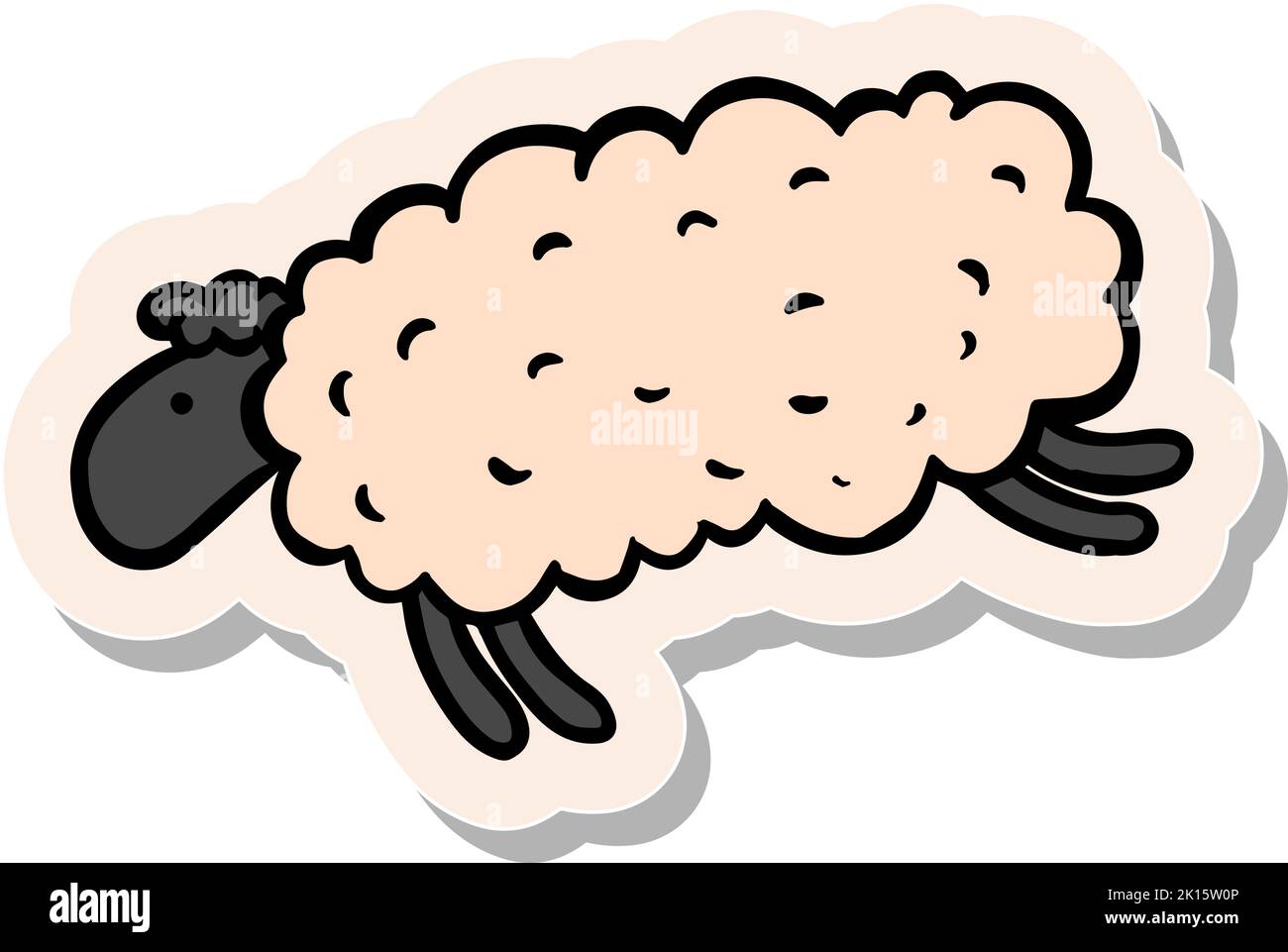 Hand drawn jumping sheep in sticker style vector illustration Stock ...