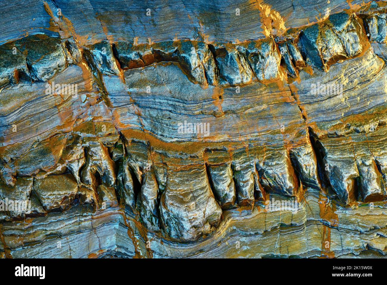 Textured background of smooth blue metamorphic stone with wavy abstract ...